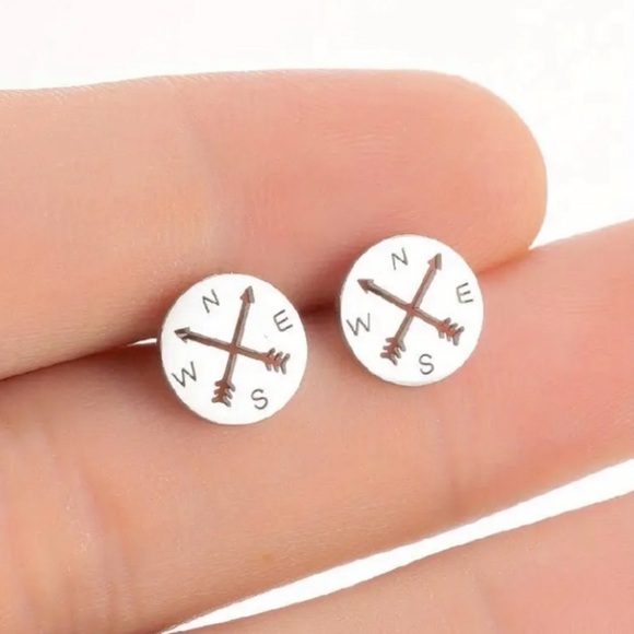 Jewelry | New Dainty Adventure Stud Earrings Compass In Silver Color ...